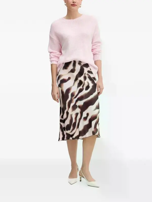 MARC AUREL Animal Print Midi Skirt - Pink