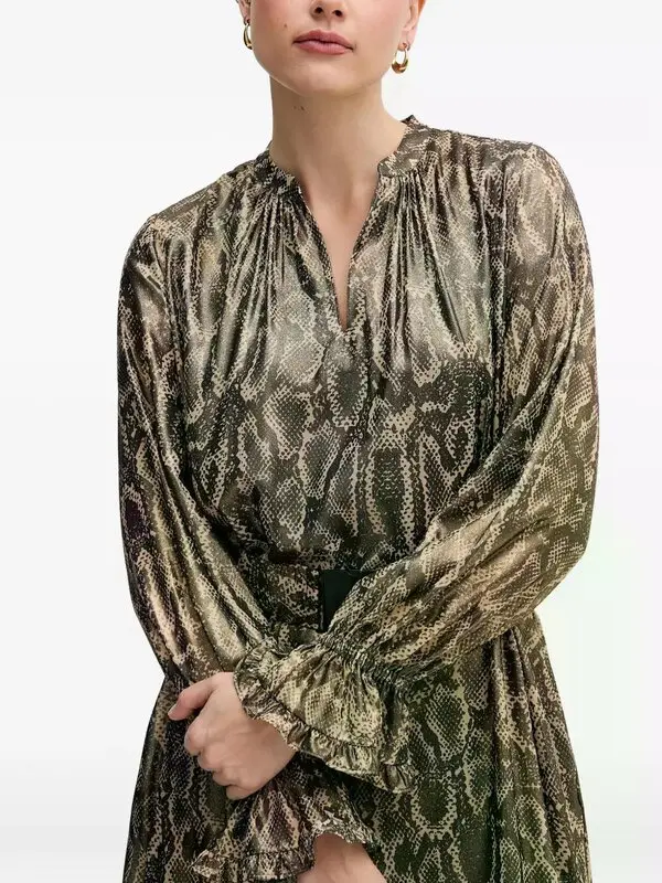 MARC AUREL Printed Snake-print Belted Mini Dress