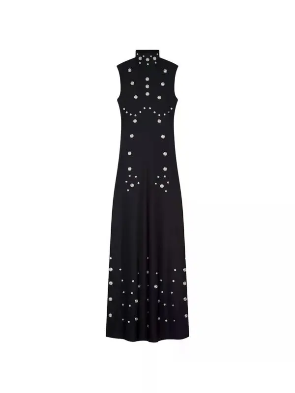 Coperni Snap Embellishment High Neck Maxi Dress - Black