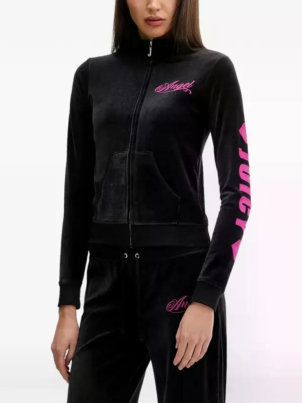 Juicy Couture Velvet Zip-up Sweatshirt - Black