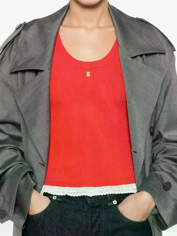 Sandro Lace Trim Ribbed Knit Vest