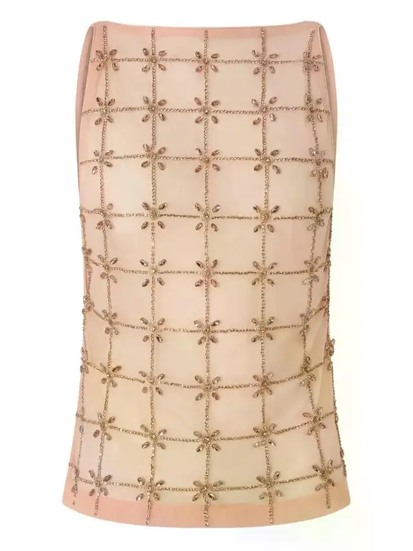 Pinko Embellished Sleeveless V-neck Tulle Top - Pink