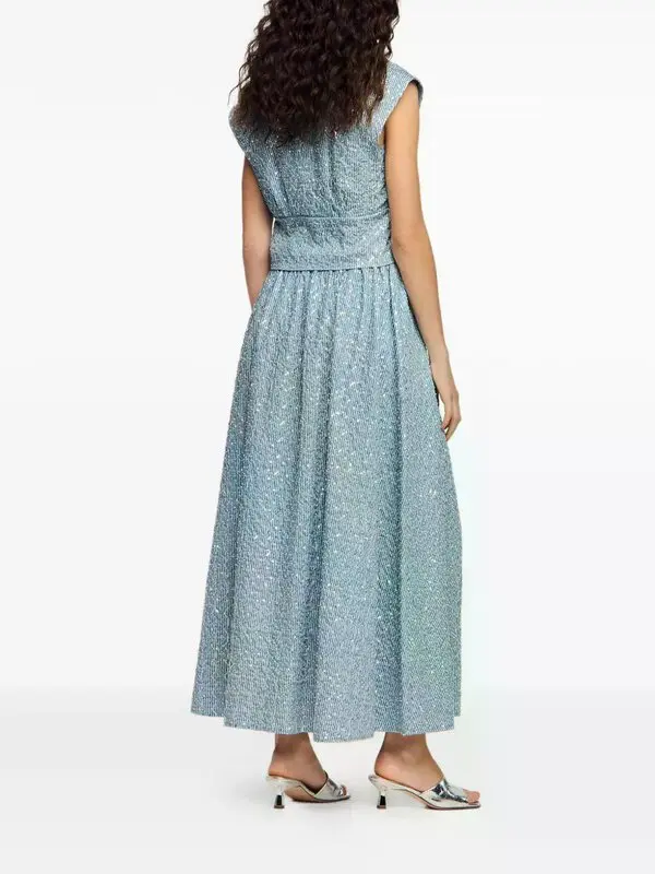 Sandro Maxi Striped Sequin Embellished Skirt