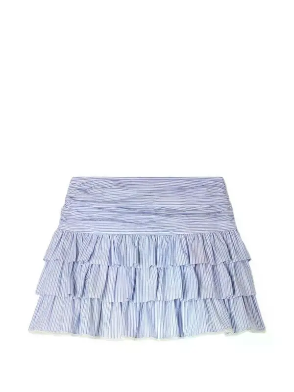 Sandro Mini Striped Ruffle Skirt - Blue