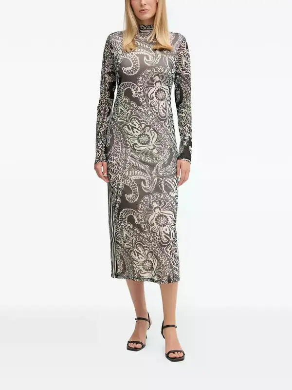 MARC AUREL Printed Mock Neck Midi Dress