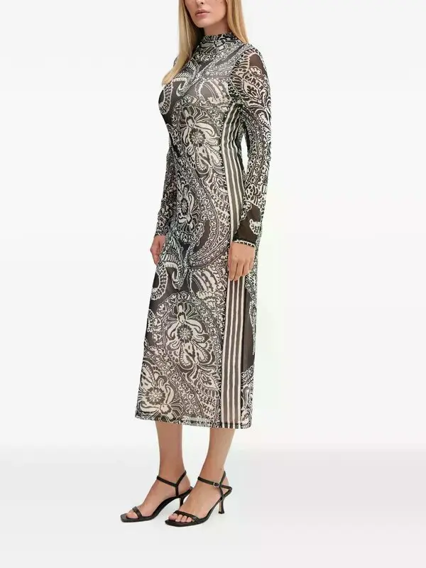 MARC AUREL Printed Mock Neck Midi Dress
