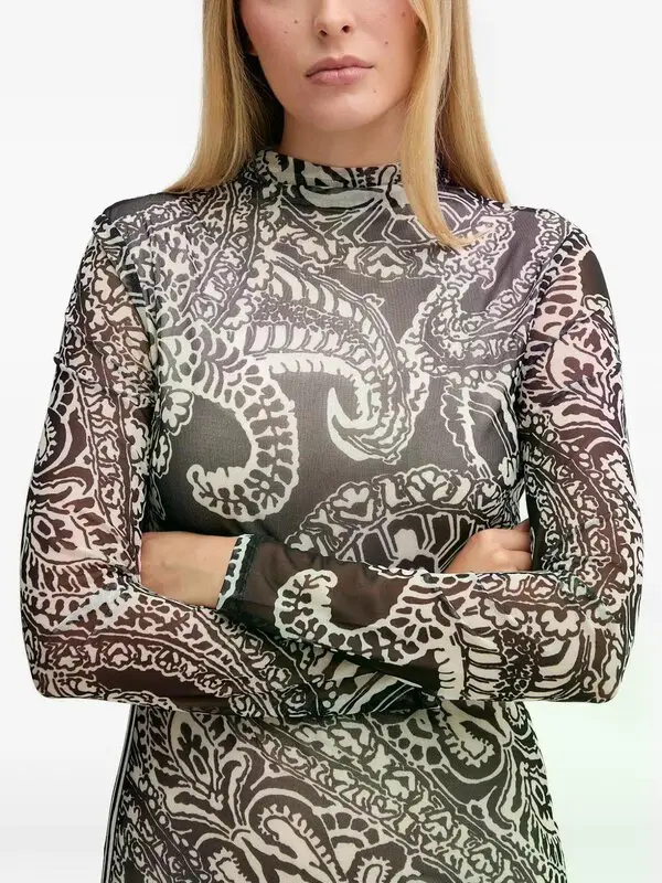 MARC AUREL Printed Mock Neck Midi Dress
