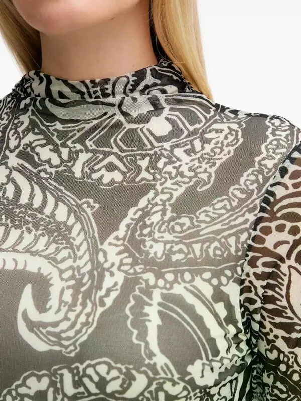 MARC AUREL Printed Mock Neck Midi Dress