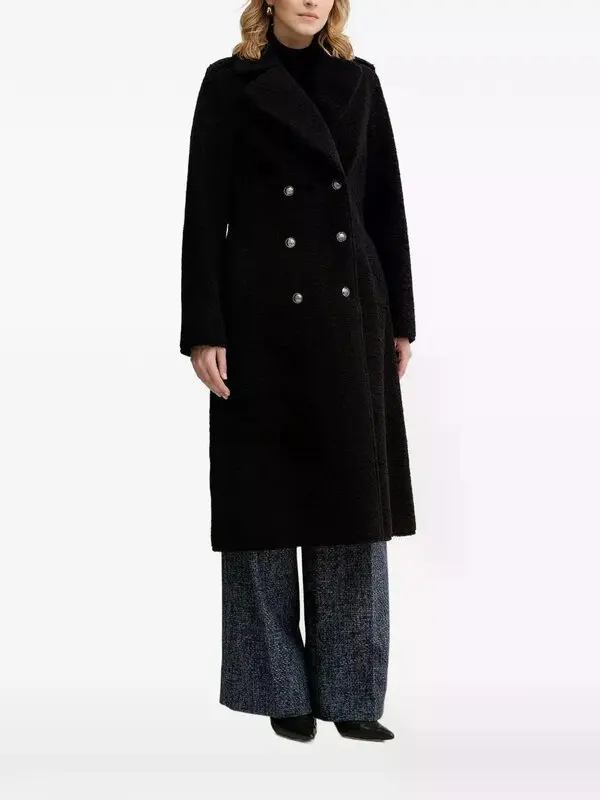 Guess Double-breasted Faux-fur Coat - Black