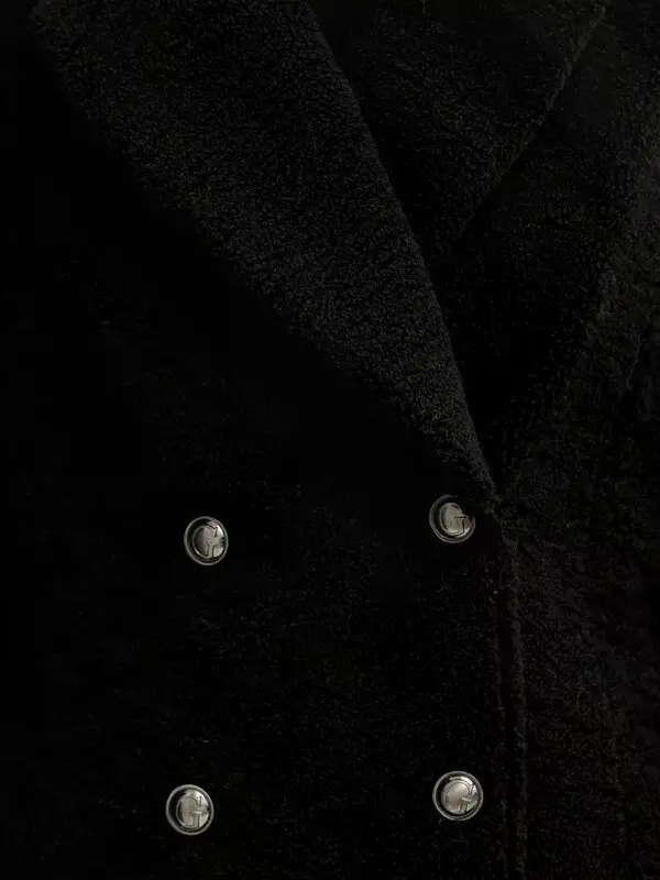 Guess Double-breasted Faux-fur Coat - Black