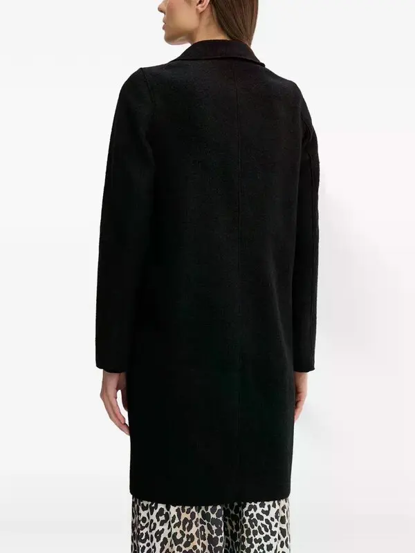 OUI Button Front Long Sleeve Coat - Black