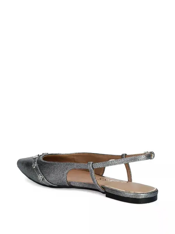 Guess Metallic Effect Slingback Ballet Flats - Silver
