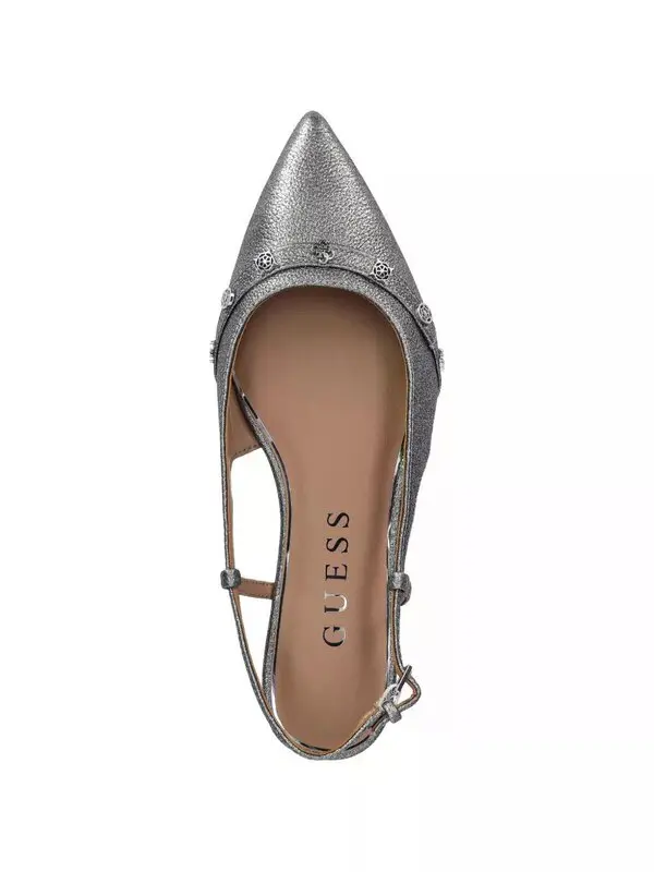 Guess Metallic Effect Slingback Ballet Flats - Silver