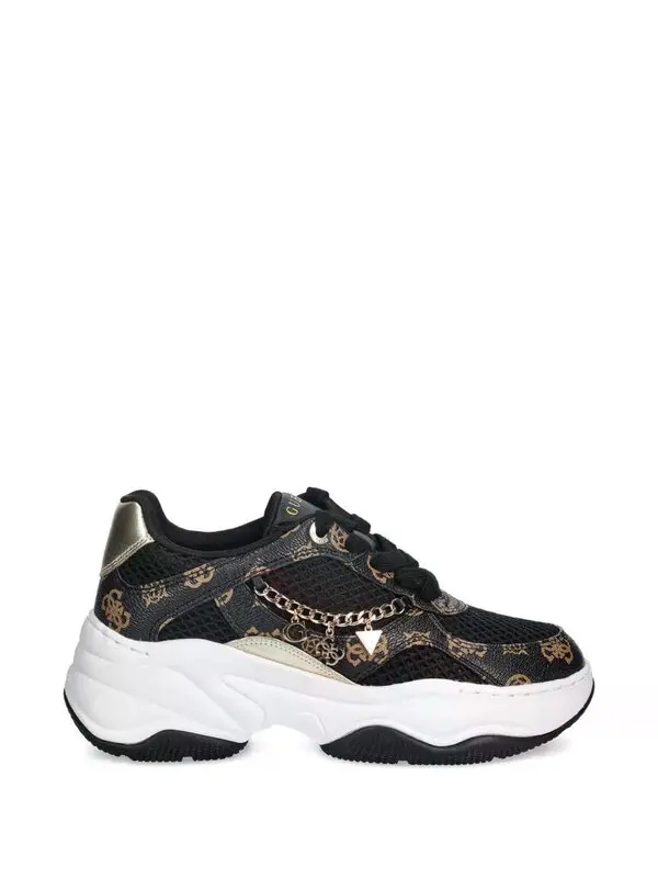 Guess Harpaa Logo Print Chain Detail Sneakers - Black