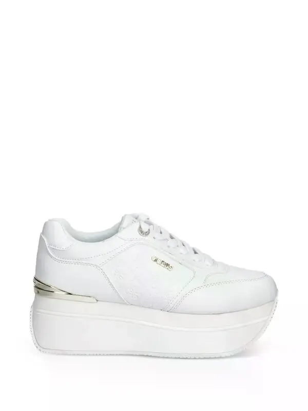 Guess Camrio 4g Logo Embossed Platform Sneakers - White