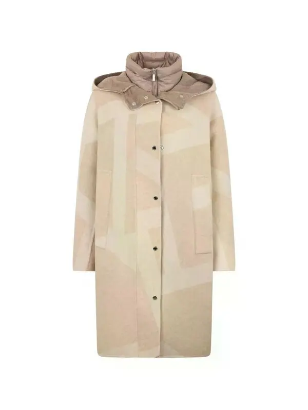 MOORER Hooded Graphic Coat - Neutrals