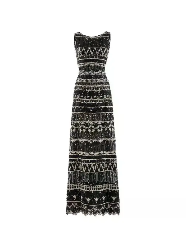 SAIID KOBEISY Embroidered Long Dress - Black