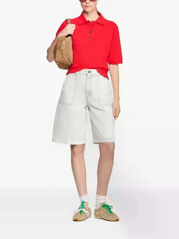Sandro Buttoned Polo Shirt With Chest Embroidery