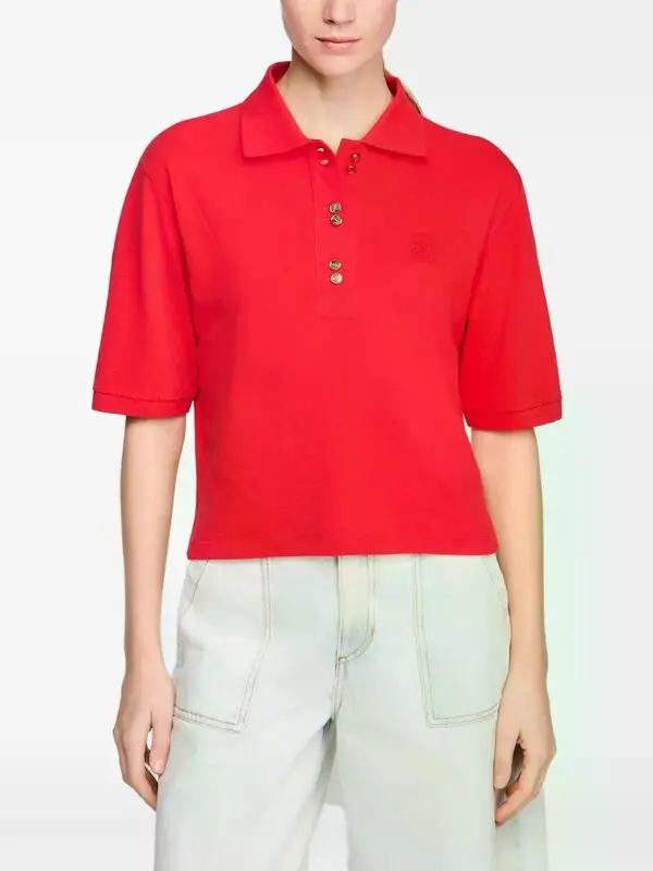 Sandro Buttoned Polo Shirt With Chest Embroidery