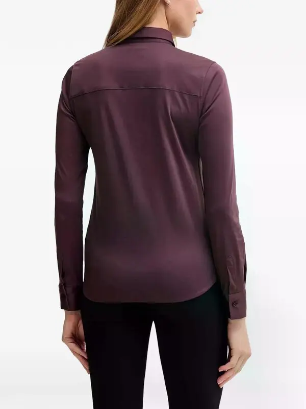 MOS MOSH Burgundy Button-down Shirt With Pointed Collar