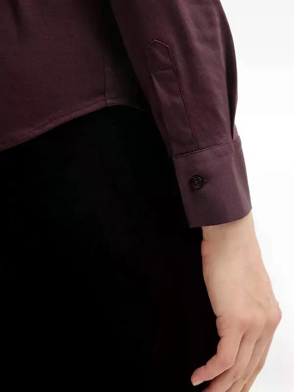MOS MOSH Burgundy Button-down Shirt With Pointed Collar