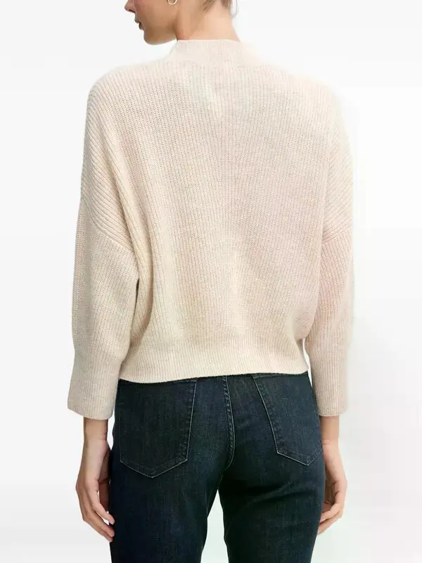 OUI Mock Neck Ribbed Knit Sweater