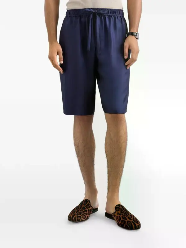 Dolce & Gabbana Drawstring Shorts With Embroidered Detail - Blue