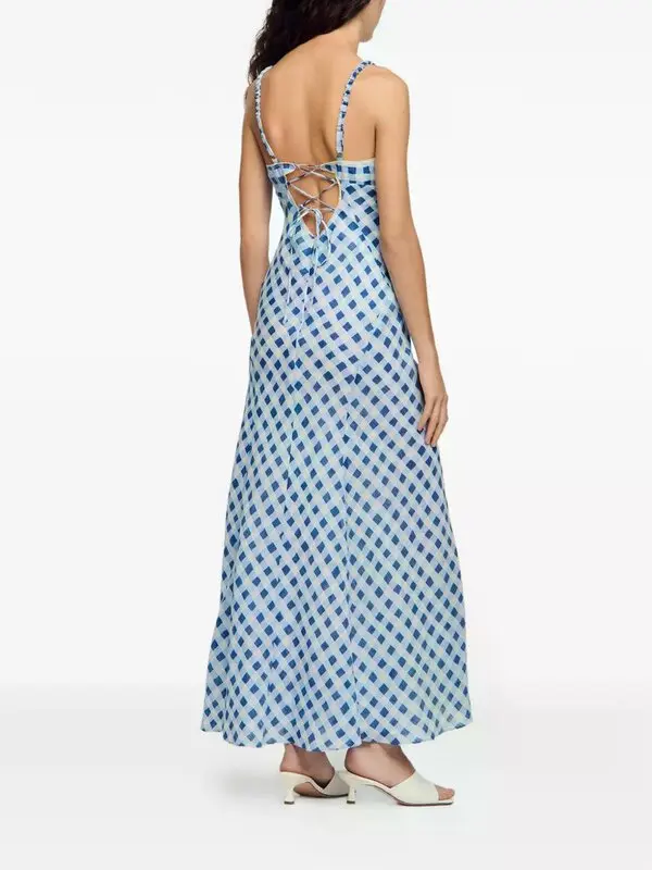 Sandro Maxi Gingham Linen Dress