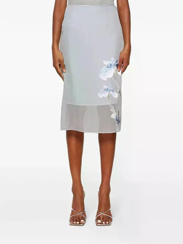 Givenchy Floral-print Midi Skirt - Blue