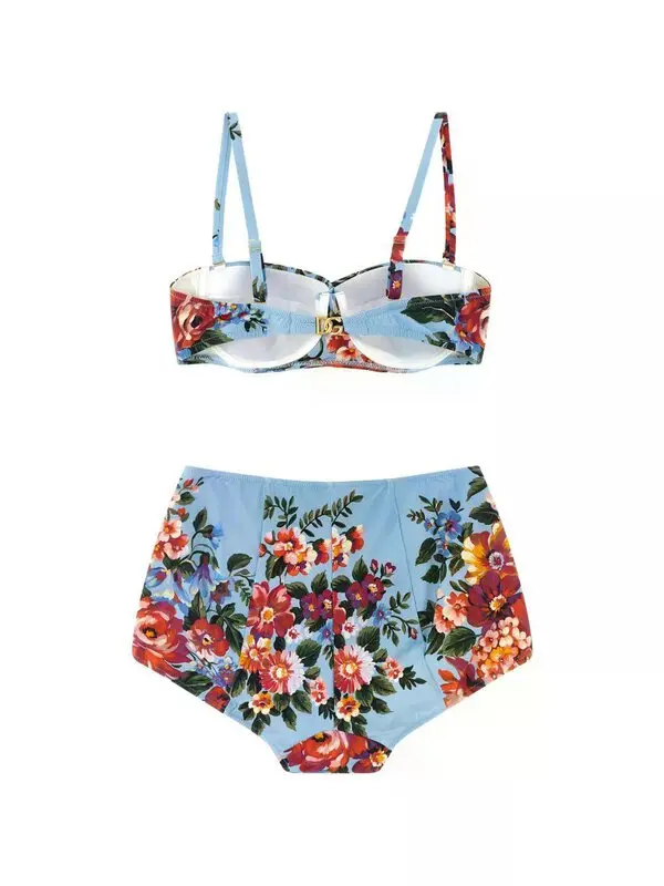 Dolce & Gabbana Floral Print Bikini Set - Blue