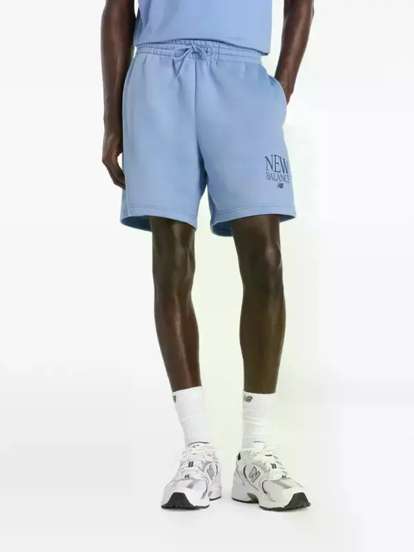NEW BALANCE Fleece Shorts With Logo Detail - Blue