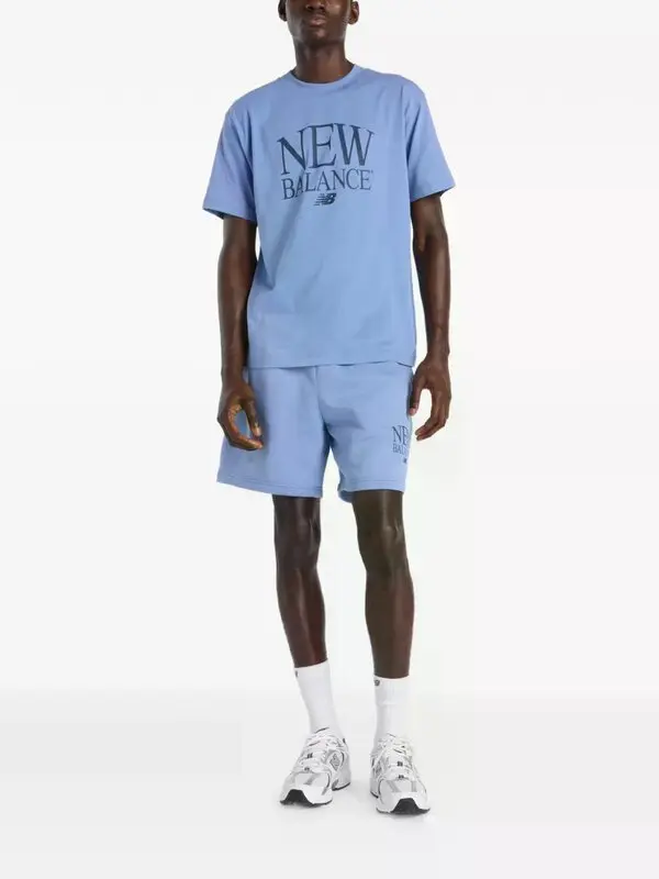NEW BALANCE Fleece Shorts With Logo Detail - Blue