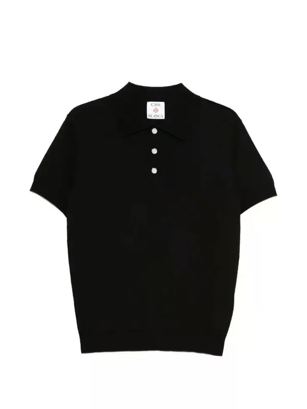 Casablanca Pointelle Monogram Polo Shirt - Black