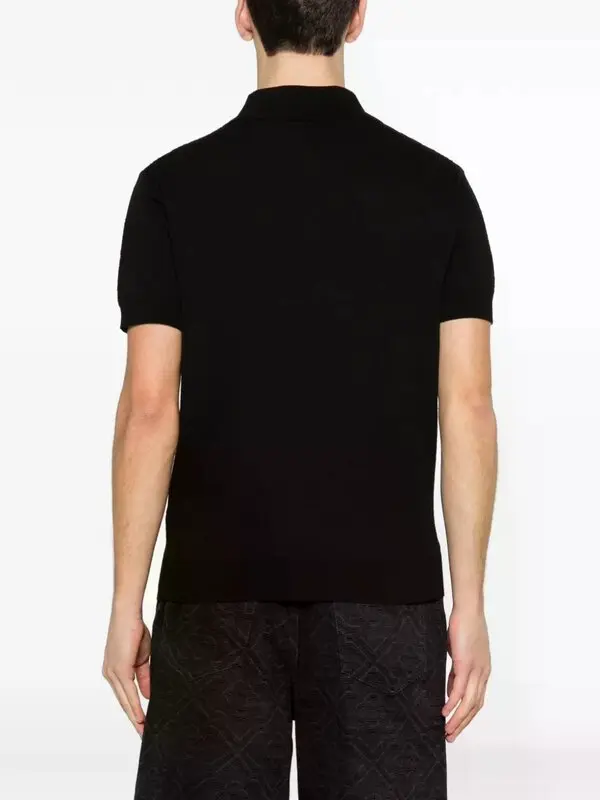 Casablanca Pointelle Monogram Polo Shirt - Black