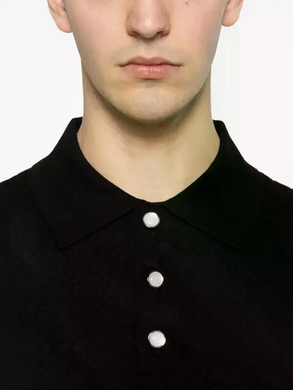 Casablanca Pointelle Monogram Polo Shirt - Black