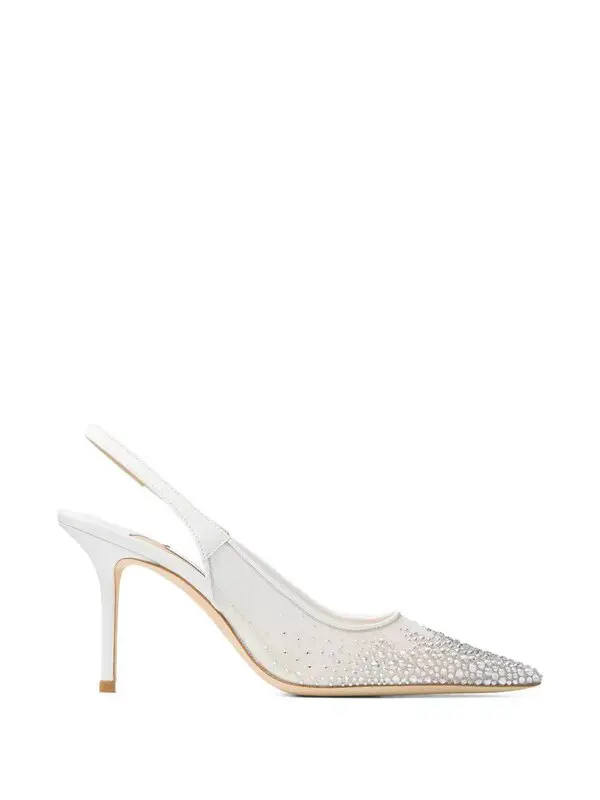 JIMMY CHOO Love Slingback Pumps With Dégradé Galaxy Crystals - White