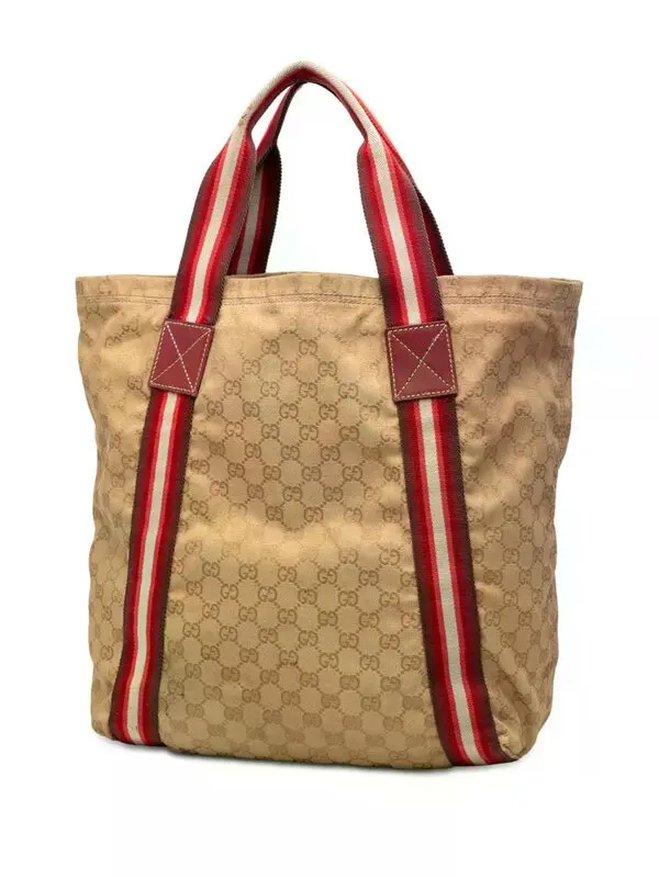 Gucci Gg Canvas Web Tote Bag - Brown
