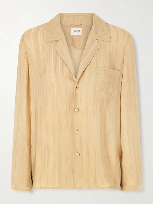 Saint Laurent Striped Silk-jacquard Shirt