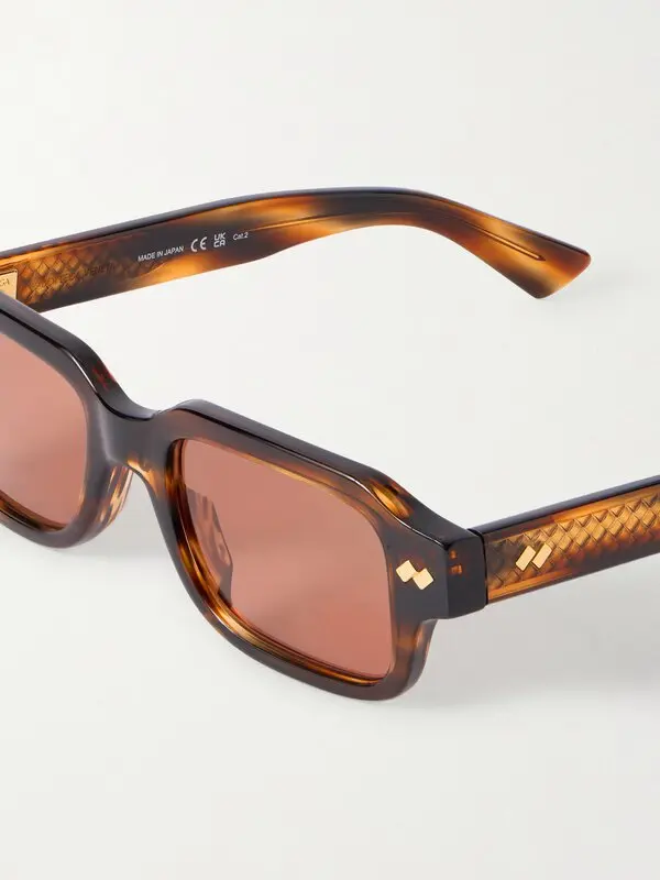 Bottega Veneta Intrecciato Rectangular Sunglasses - Tortoiseshell