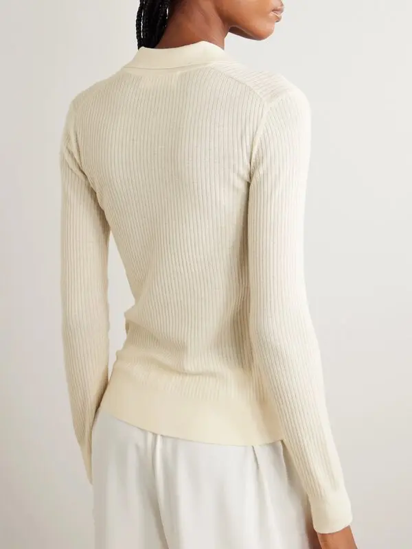 LISA YANG Agata Ribbed Cashmere Cardigan - Neutrals