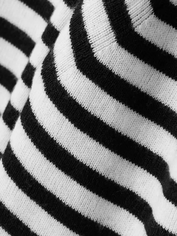 LISA YANG Vivian Striped Ribbed Cotton And Cashmere-blend Top - Black