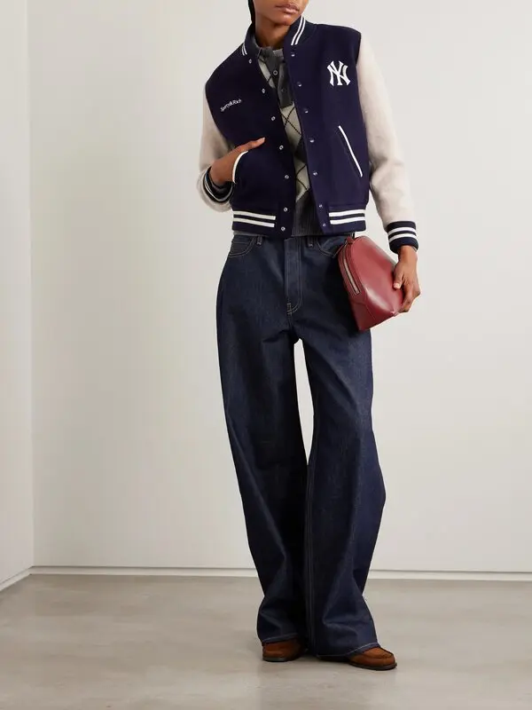 Sporty & Rich 47 X New York Yankees Wool-felt Bomber Jacket