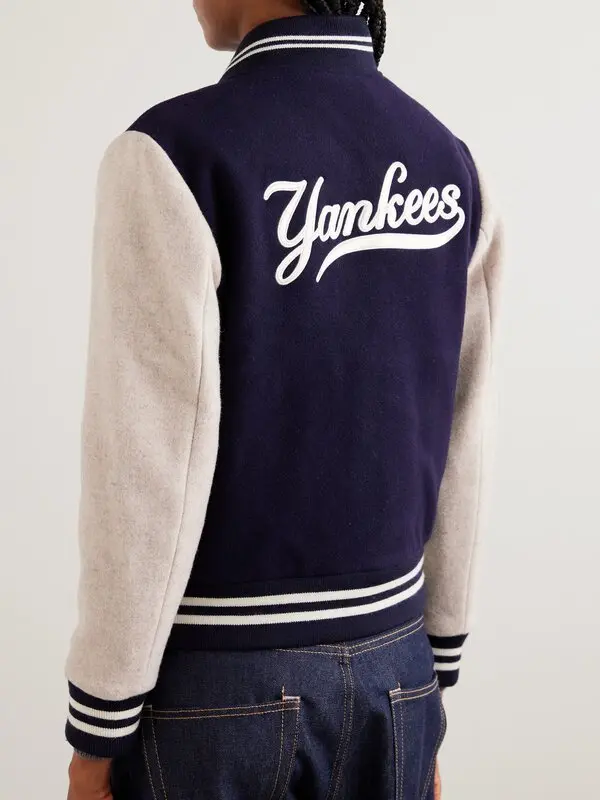 Sporty & Rich 47 X New York Yankees Wool-felt Bomber Jacket
