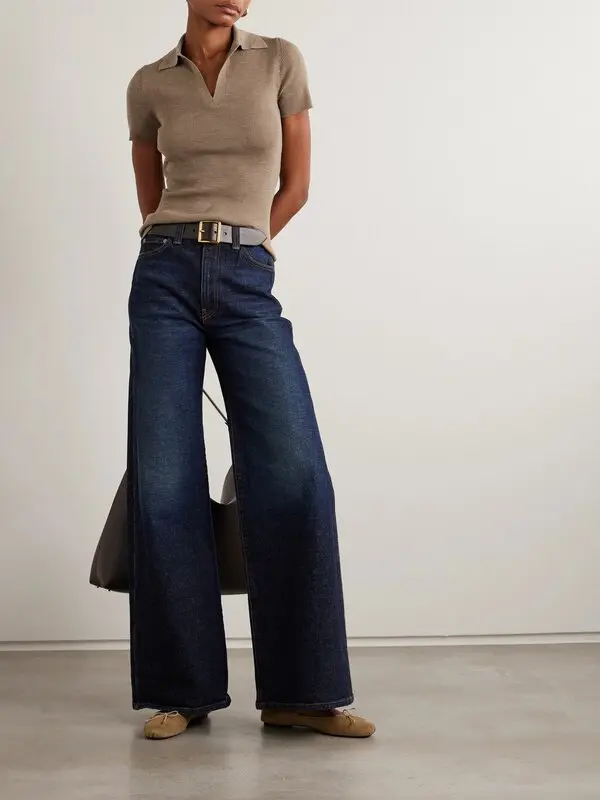 Max Mara Ribbed Wool Polo Shirt - Neutrals