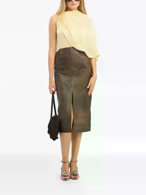 ROTATE BY BIRGER CHRISTENSEN Midi Leather Skirt With Split Detail