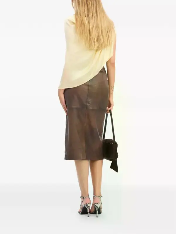 ROTATE BY BIRGER CHRISTENSEN Midi Leather Skirt With Split Detail