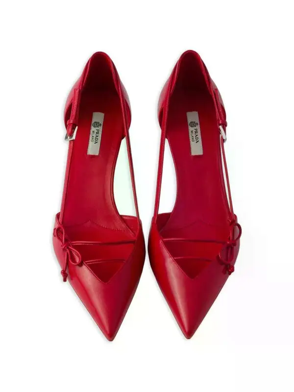 Prada Open-side Leather Pumps - Red