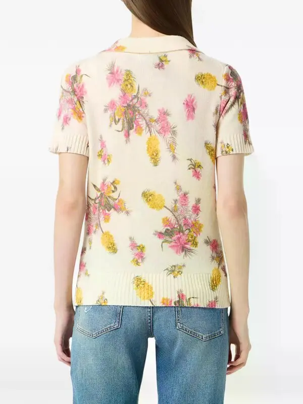 Blumarine Floral Print Wingtip Collar Top