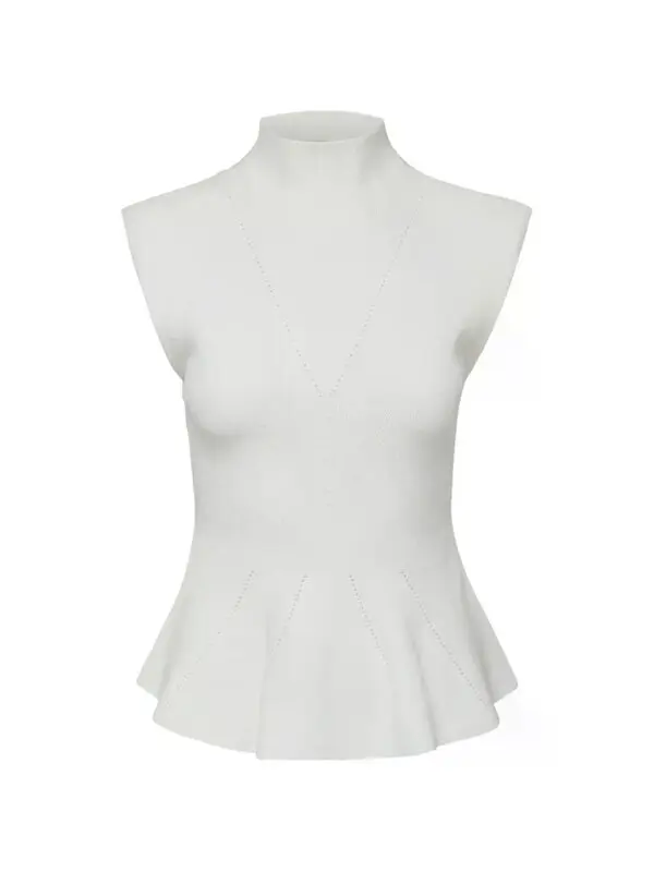 Veronica Beard Seraphine High Neck Peplum Top - White