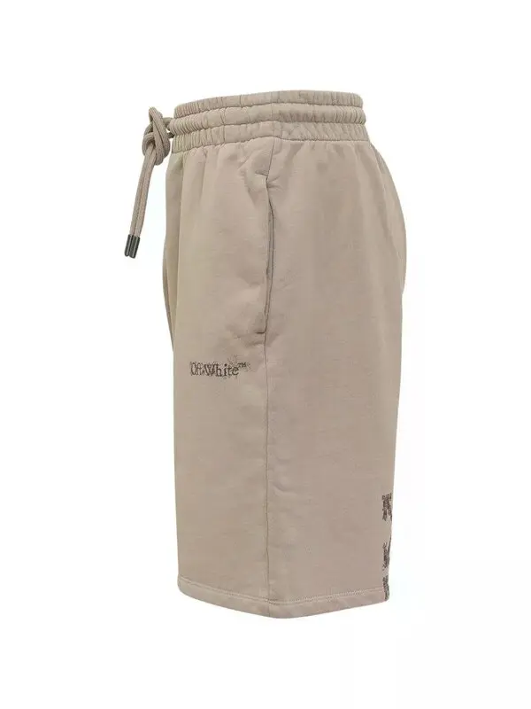 Off-White Drawstring Heraldic Print Shorts